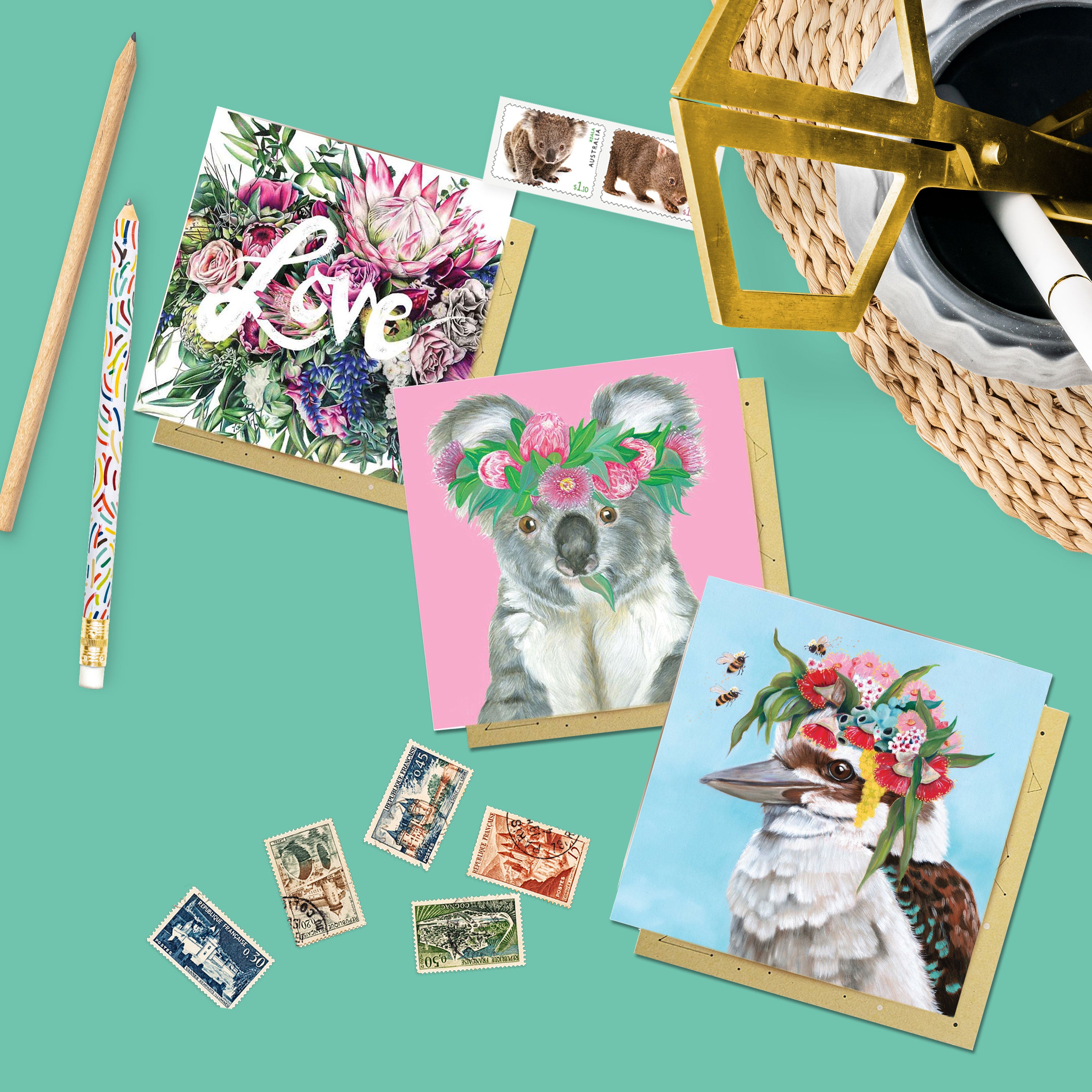 Mini Greeting Cards With Kraft Envelopes - La La Land